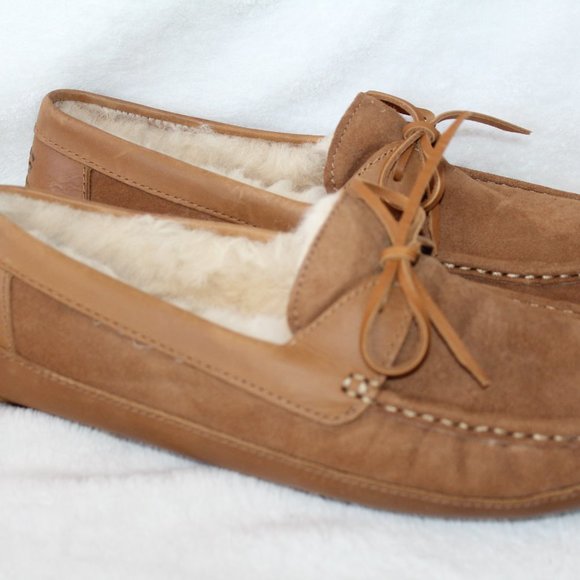 UGG | Shoes | New Ugg Byron Leather Shearling Chestnut Slippers | Poshmark